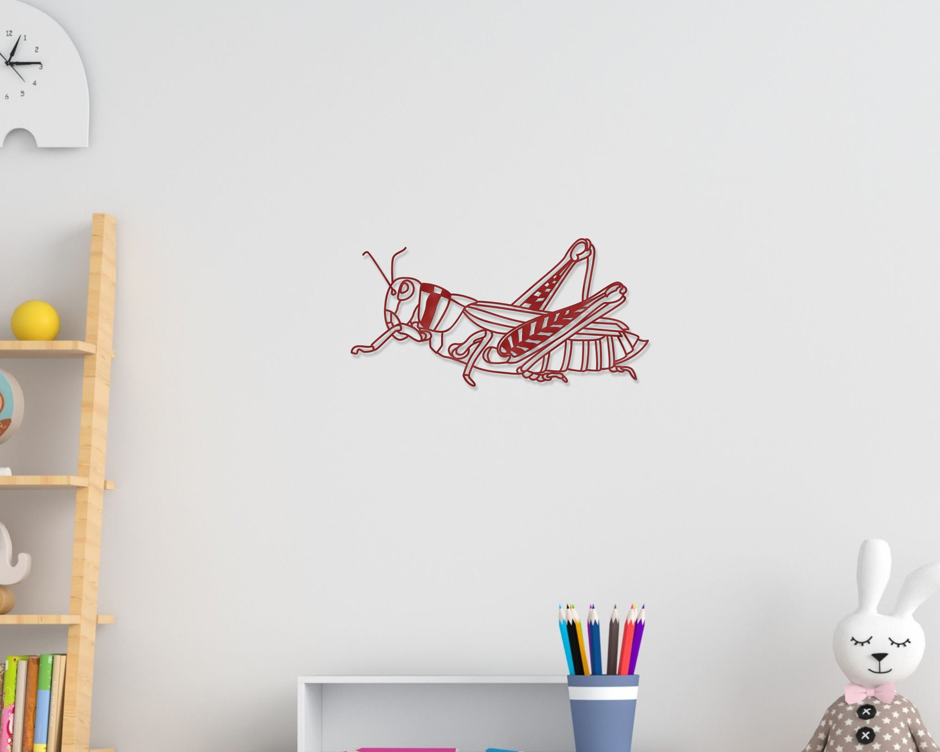 Geometric Grasshopper Metal Wall Art Animal Wall Decor Line Art ...