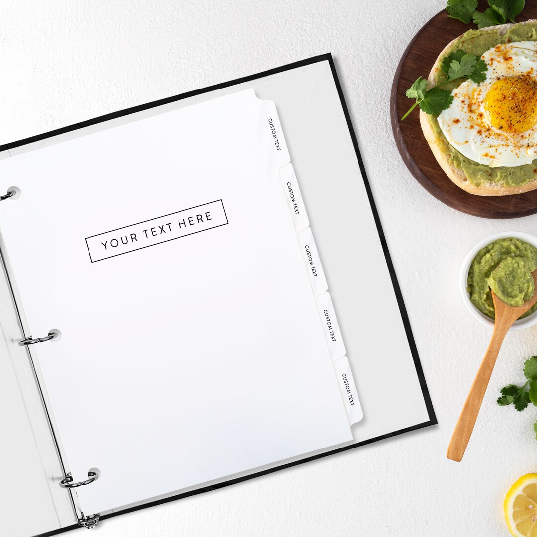 Custom Binder Divider Tabs, Custom Tabs, Recipe Binder Tabs, 10 Index ...