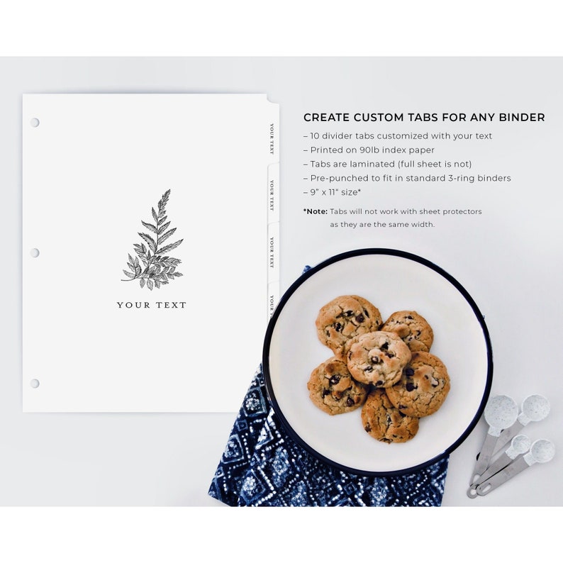 Custom Binder Index Divider Tabs for Recipes, Home Organization ...