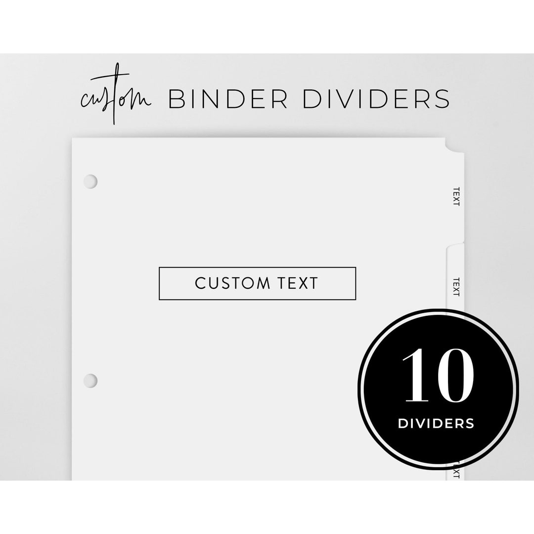 Custom Binder Divider Tabs, Custom Tabs, Recipe Binder Tabs, 10 Index Tab Dividers for 3-ring ...