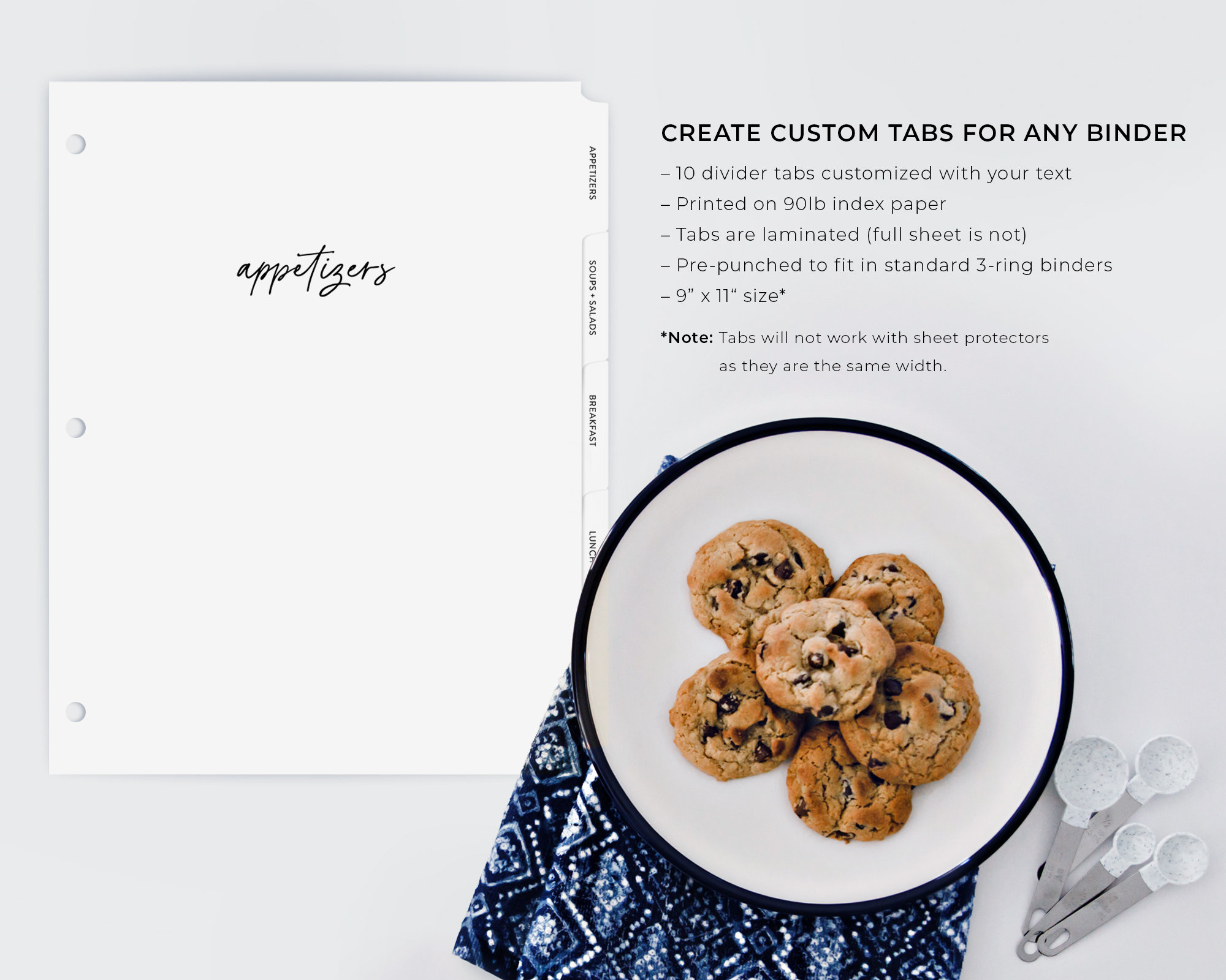 Custom Binder Divider Tabs, Custom Tabs, Recipe Binder Tabs, 10 Index ...