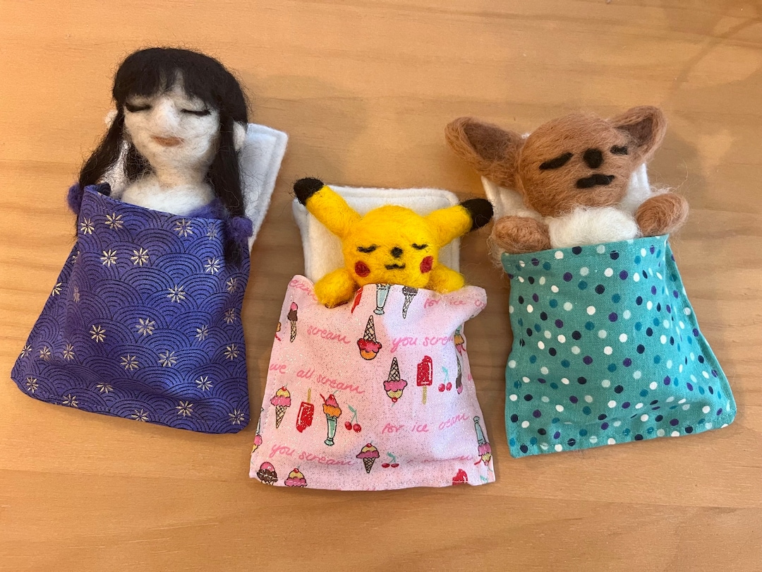 Sleeping Kawaii Needle Felted Doll - Pikachu Maya Fey or Eevee - Etsy