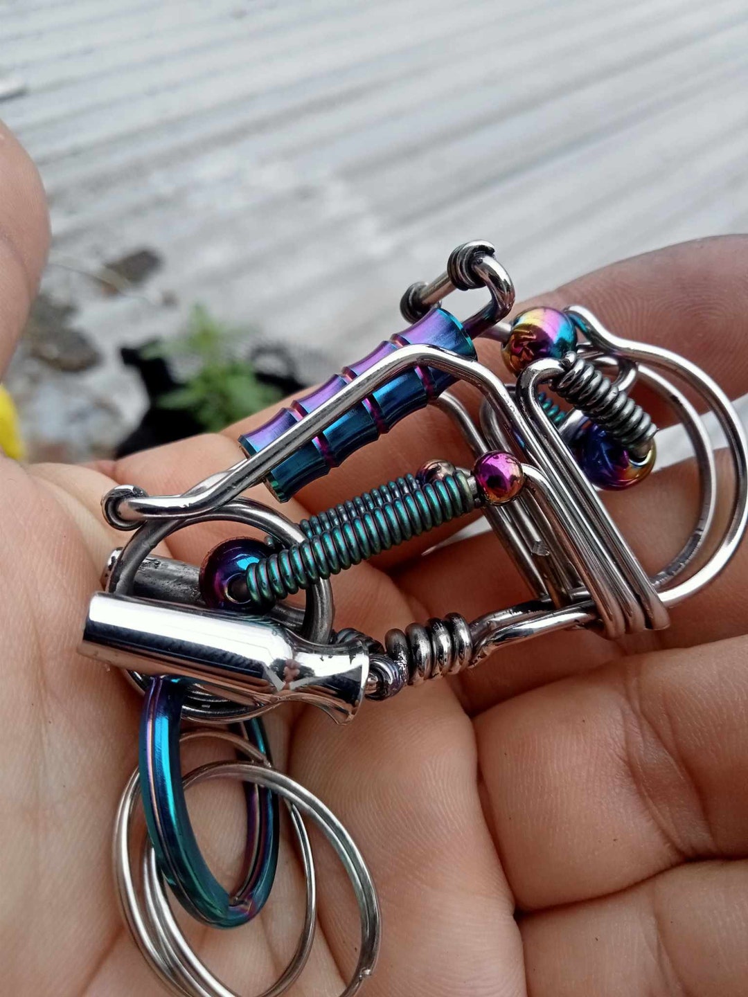 Caribiner Keychain,wire Wrapped Key Handmade,motorcycle Wire Wrapped - Etsy