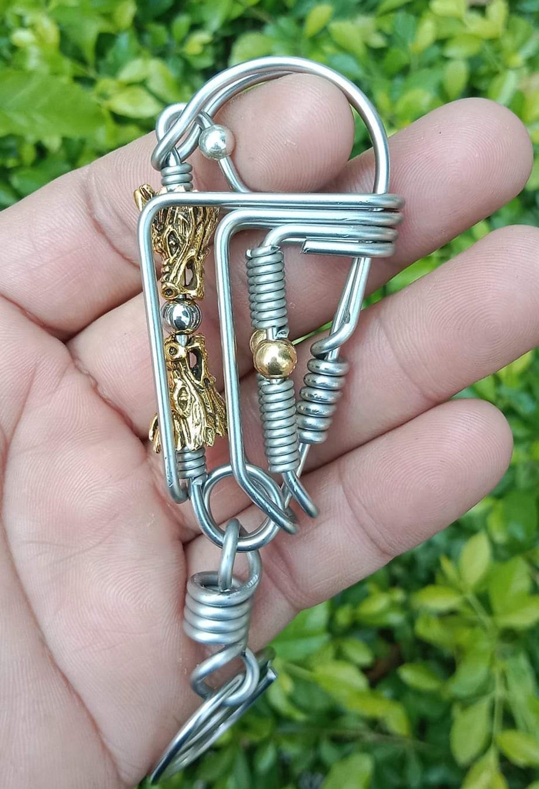 Caribiner Keychain,wire Wrapped Key Handmade,stanless and Brass - Etsy
