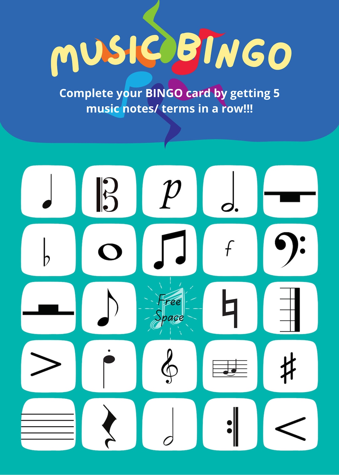 Music Theory Bingo - Etsy