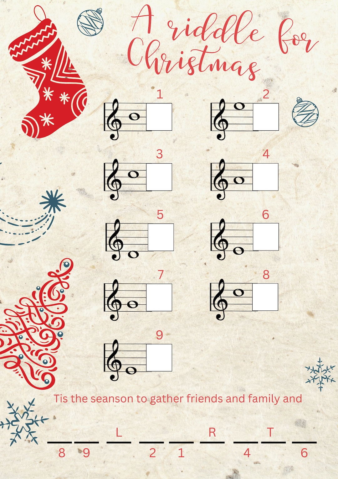 Music Theory Riddle for Christmas - Etsy
