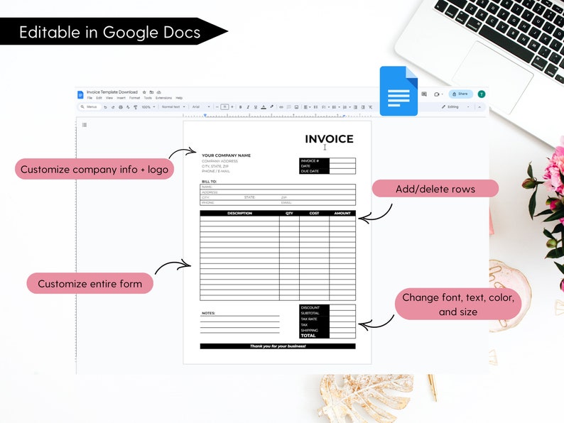 Invoice Template Download in Adobe PDF, Word, Google Sheets and Excel ...