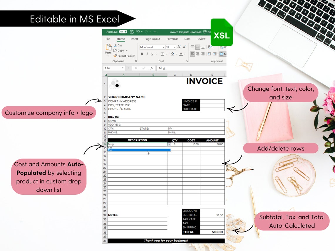 Invoice Template Download in Adobe PDF, Word, Google Sheets and Excel ...
