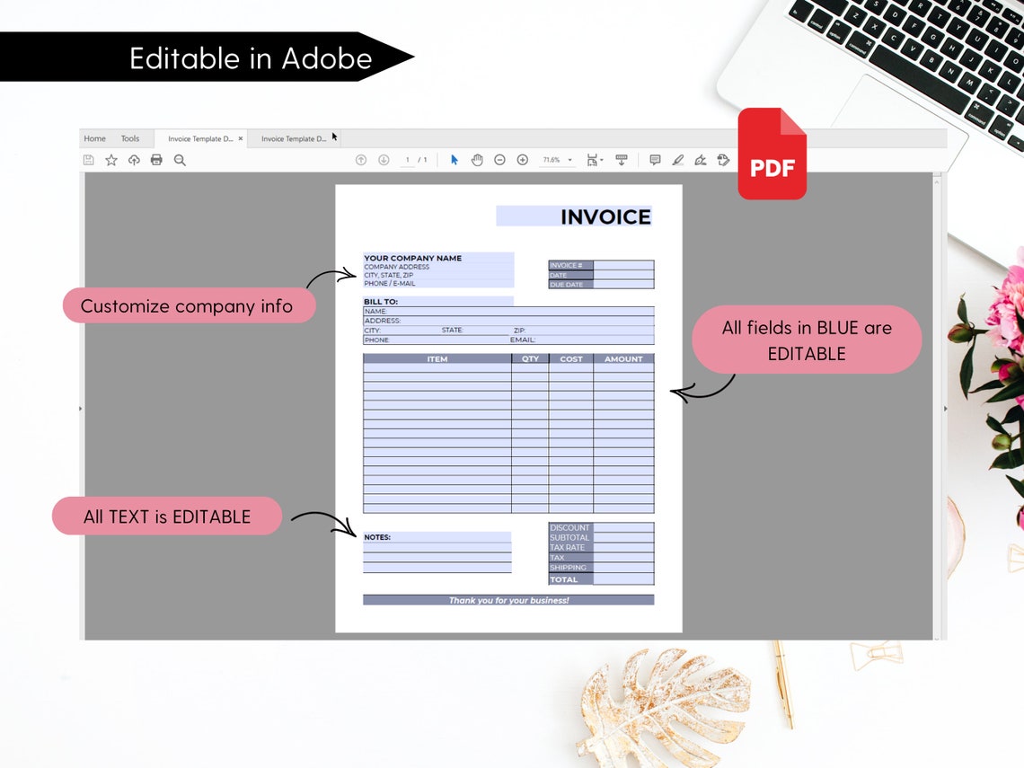 Invoice Template Download in Adobe PDF, Word, Google Sheets and Excel ...