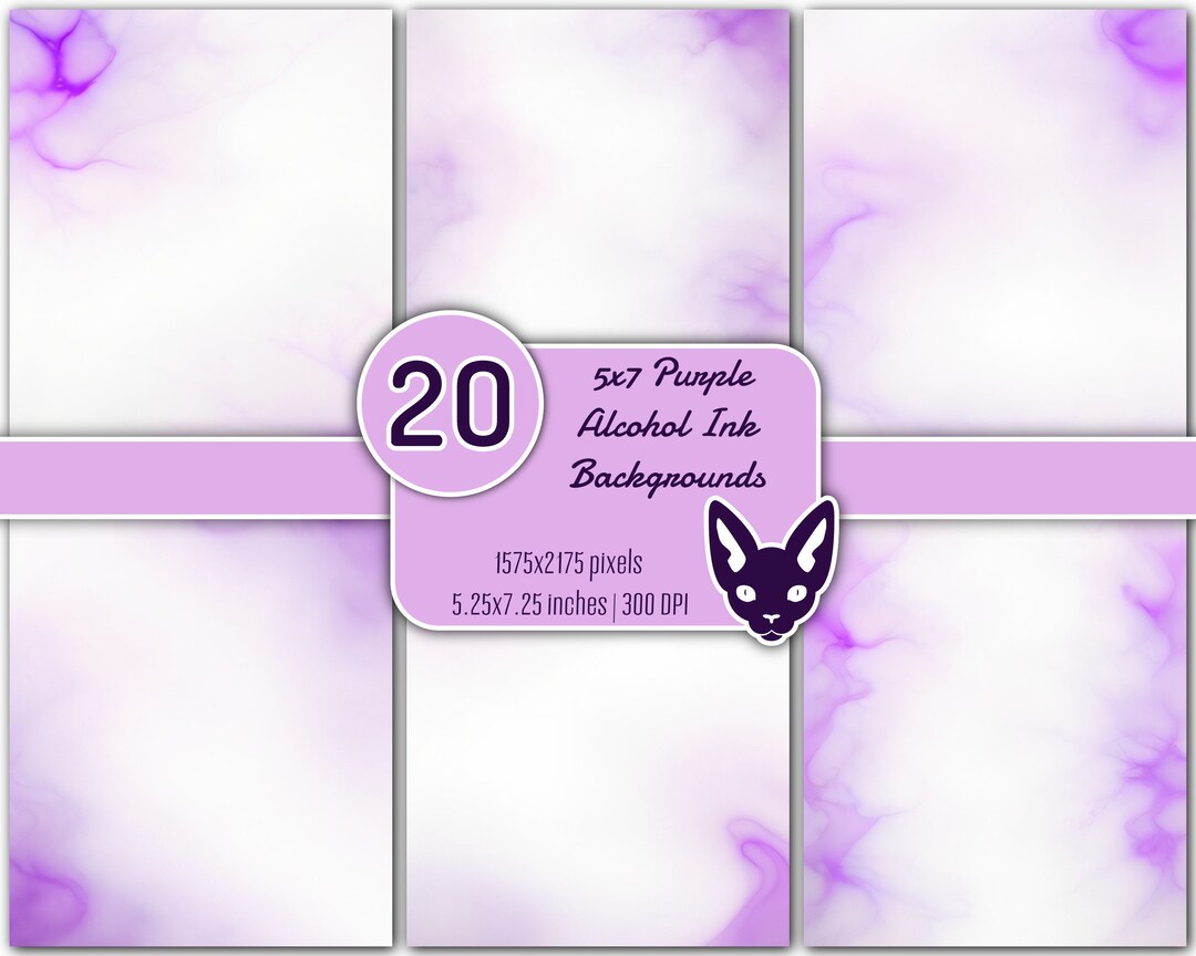 5x7 Backgrounds Alcohol Ink Purple on White Digital Paper Instant ...