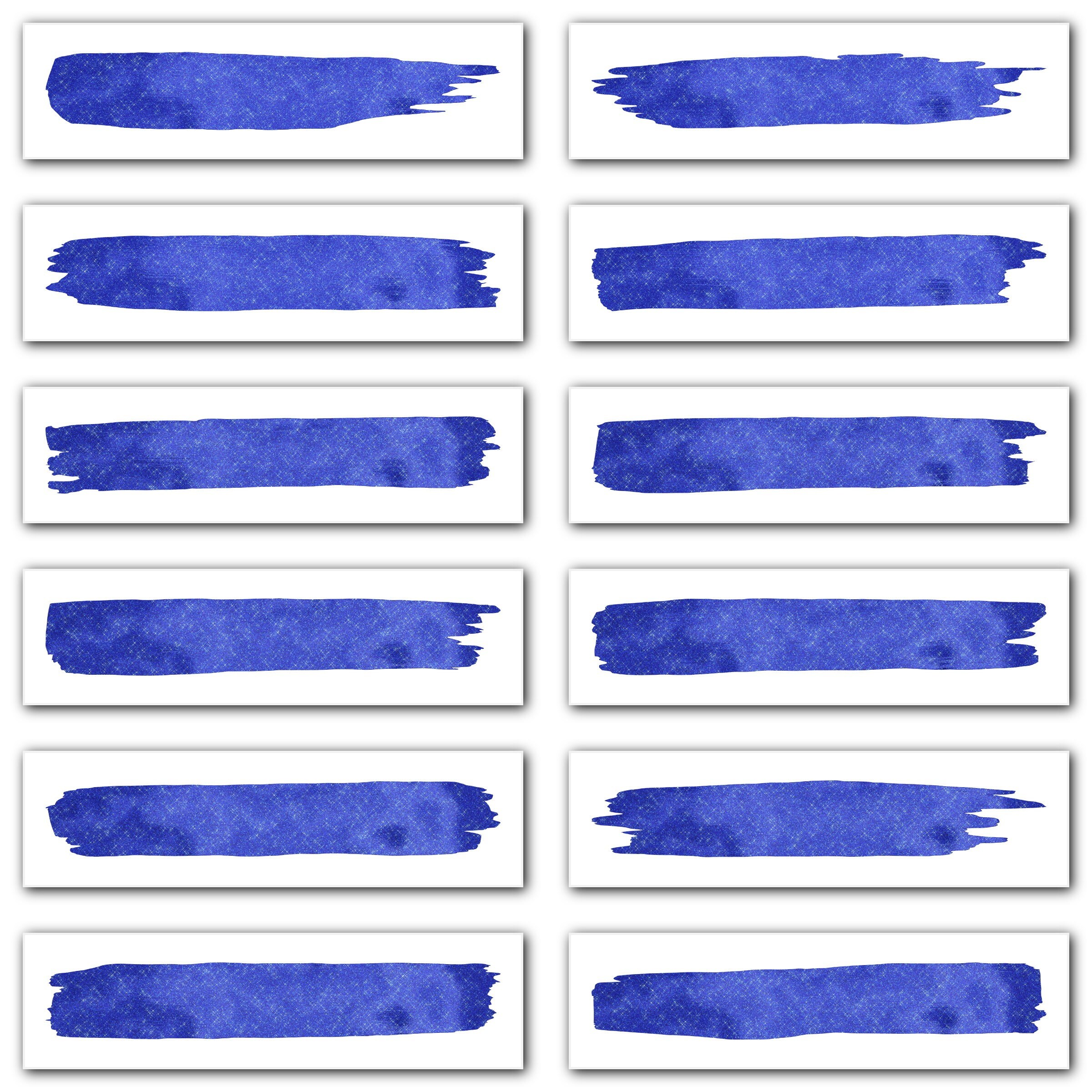 Royal Blue Watercolor & Glitter Paint Brush Strokes | Set of 36 PNG ...