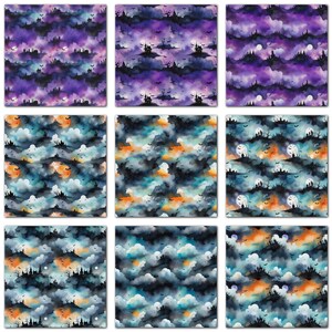 16x16" - Halloween Sky Textures in Watercolor | Seamless | Printable ...