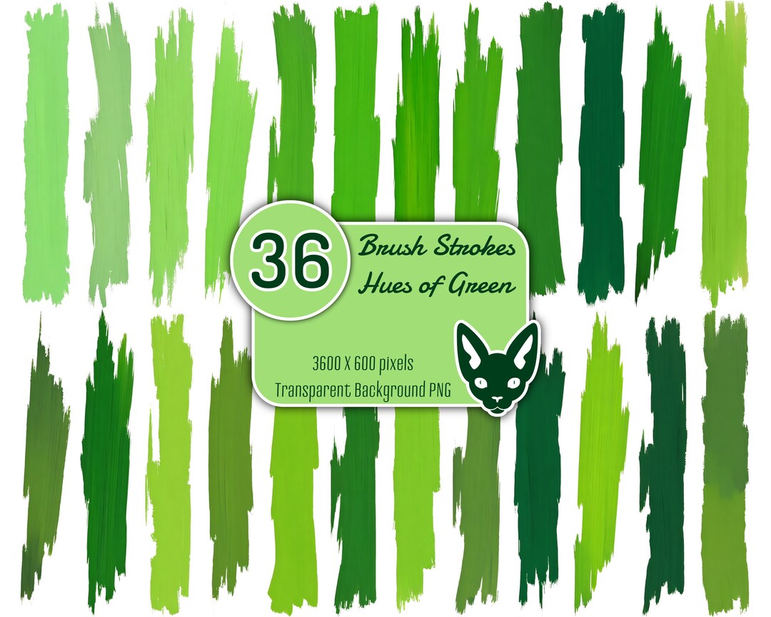 Green Paint Brush Strokes: PNG Clip Art Set (digital Download) - Etsy ...