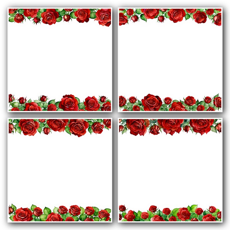 12x12 Red Rose Overlays Set PNG With Transparent Background Instant ...