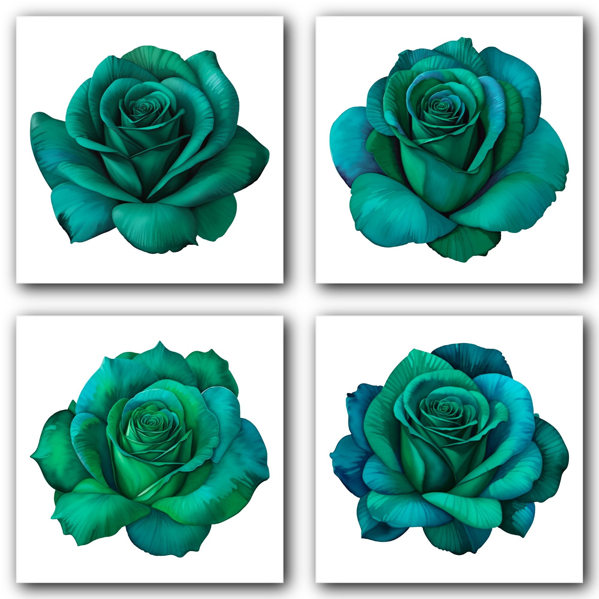 DIY - 5x7" Teal Rose & Copper Leaves Overlays Set | 32 Pngs ...