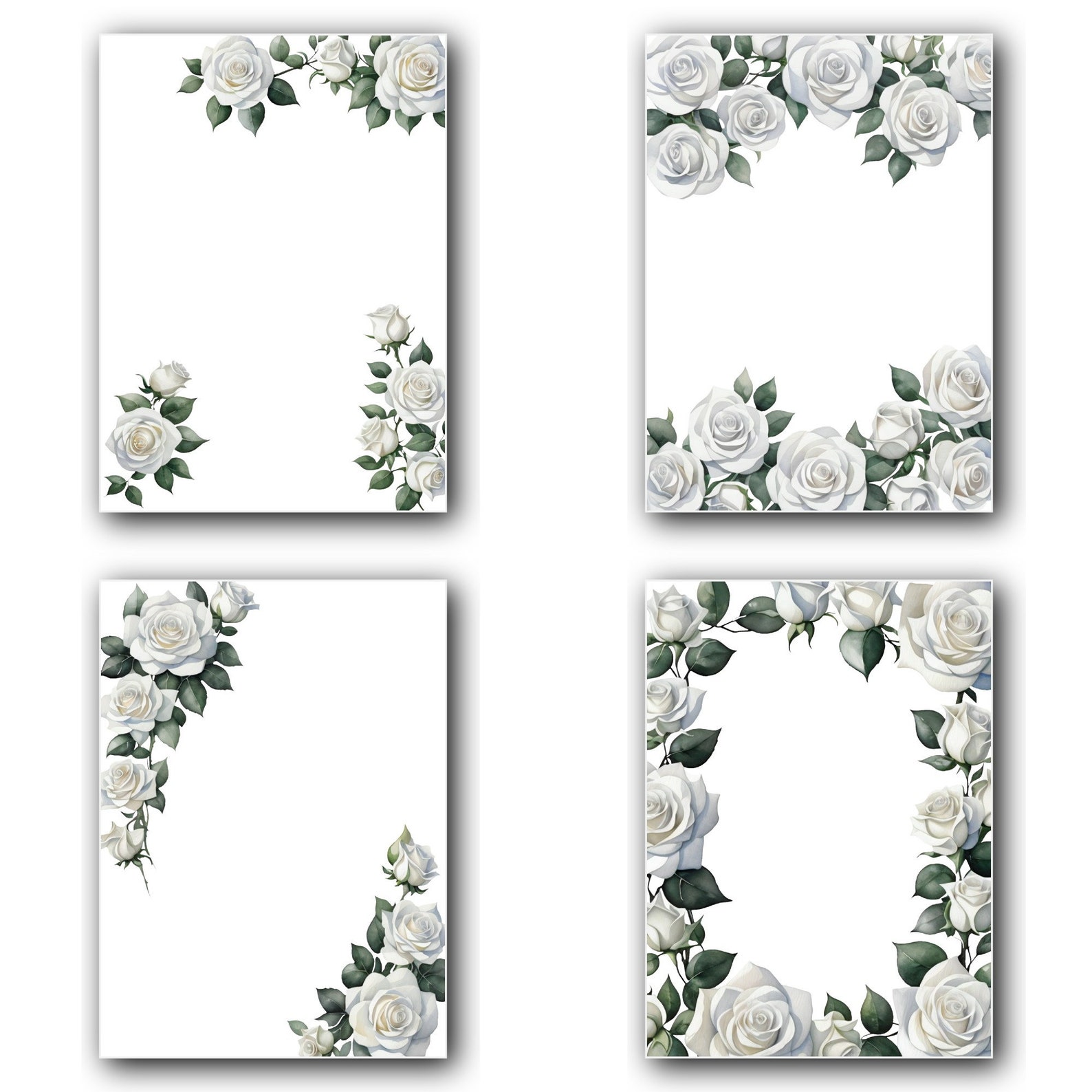 5x7" White Rose Overlays Set | 20 Pngs | Transparent Background ...
