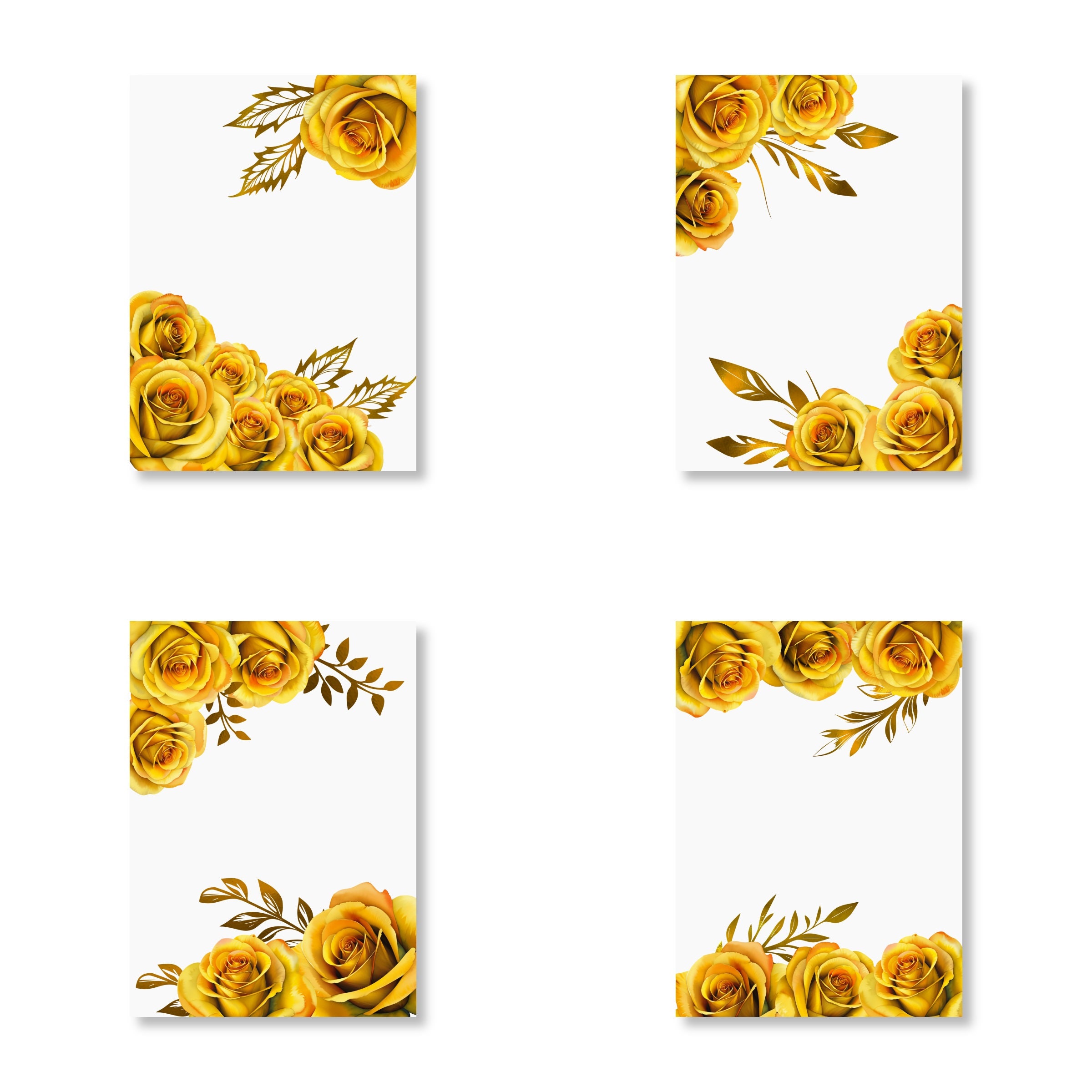 DIY - 5x7" Yellow Rose & Brass Leaves Overlays Set | 32 Pngs ...