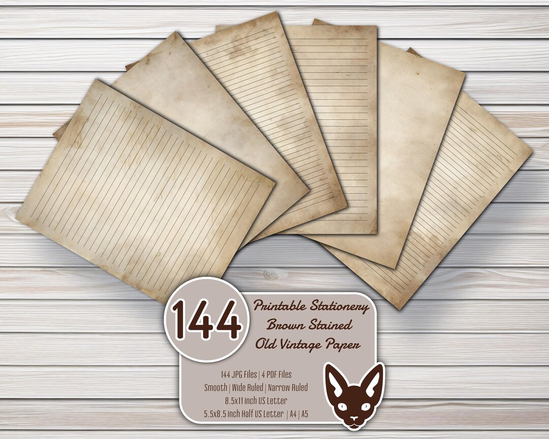 Vintage Brown Stained Paper: Printable Stationery (144 Jpgs, 4 Pdfs) - Etsy