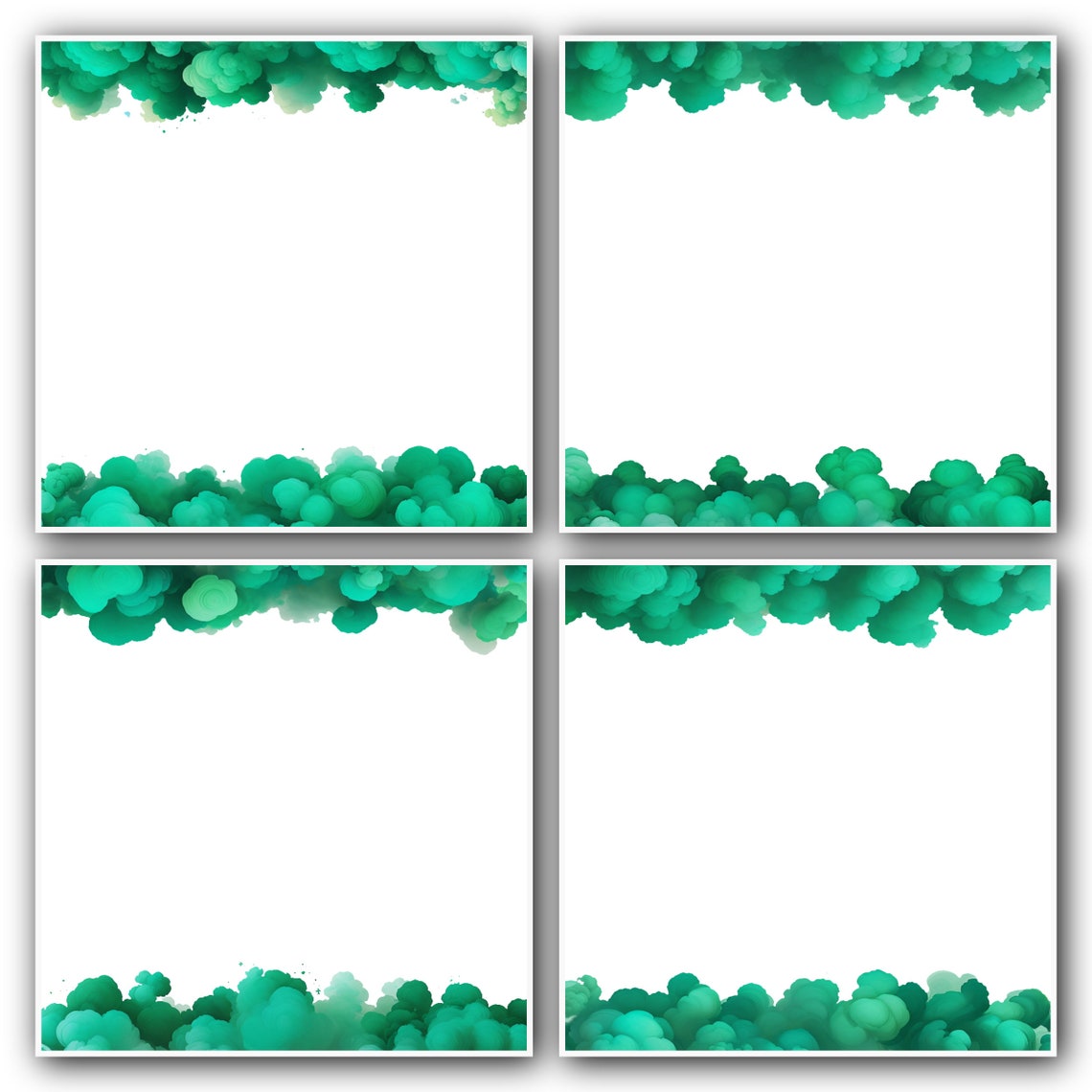 Emerald Green Cloud Overlays: Watercolor Corner & Border Clipart ...