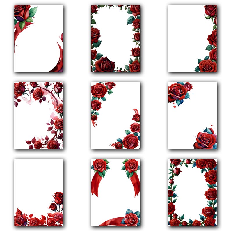 5x7" Red Rose Overlays Set | 36 Pngs | Transparent Background | Instant ...
