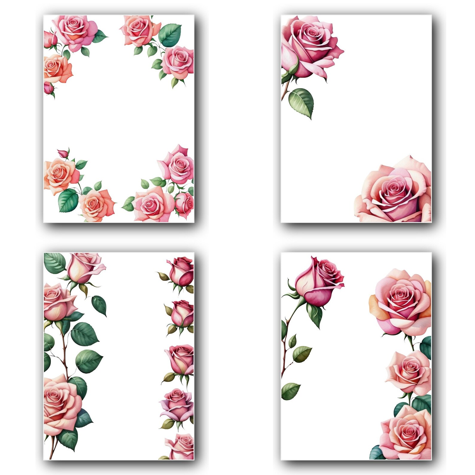 5x7" Light Pink Rose Overlays Set | 20 Pngs | Transparent Background ...
