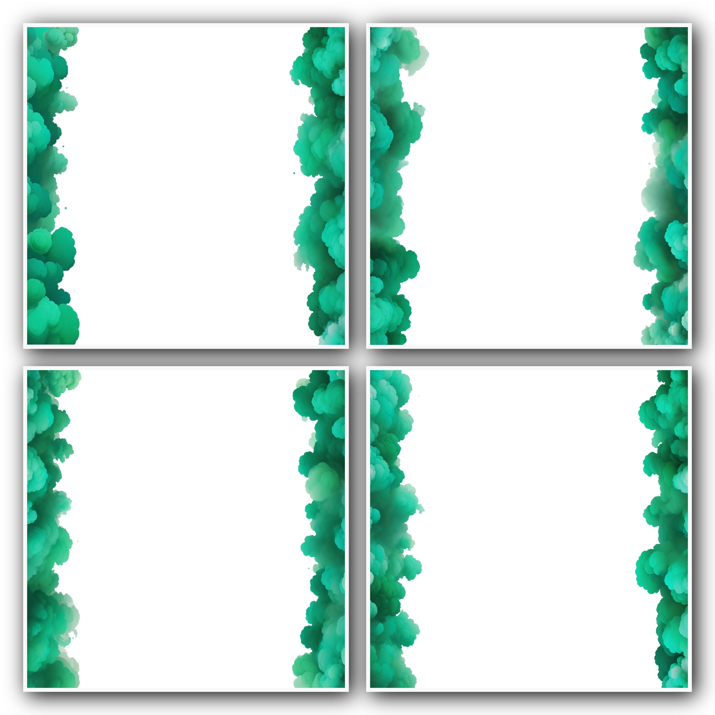 Emerald Green Cloud Overlays: Watercolor Corner & Border Clipart ...