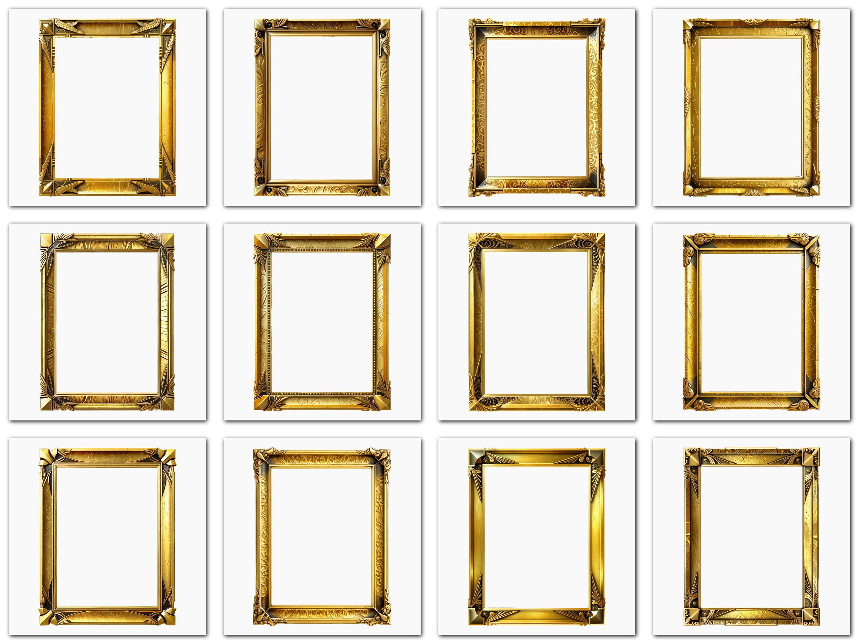 Rectangular Aged Gold Frames |set of 48 Pngs With Transparent ...