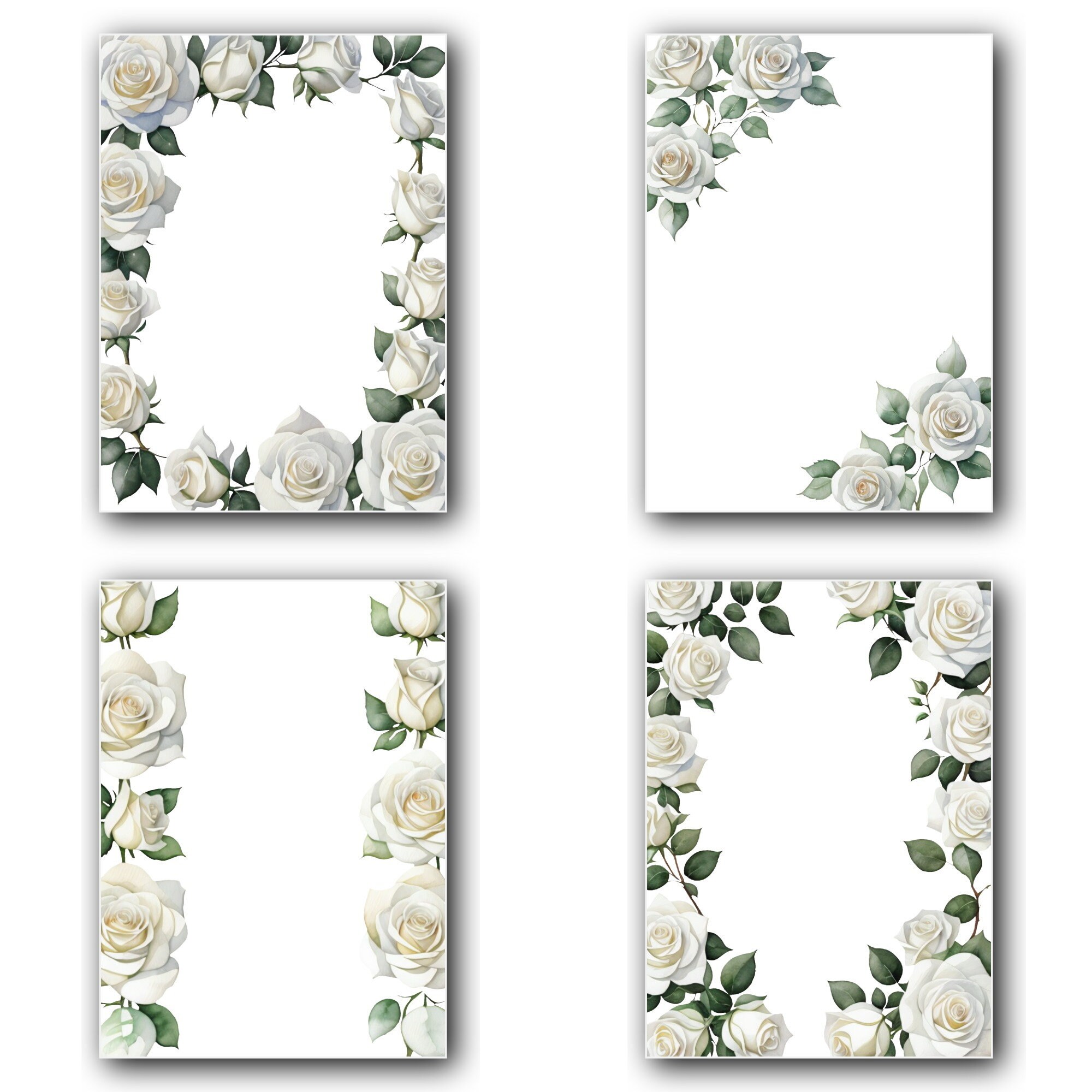 5x7" White Rose Overlays Set | 20 Pngs | Transparent Background ...