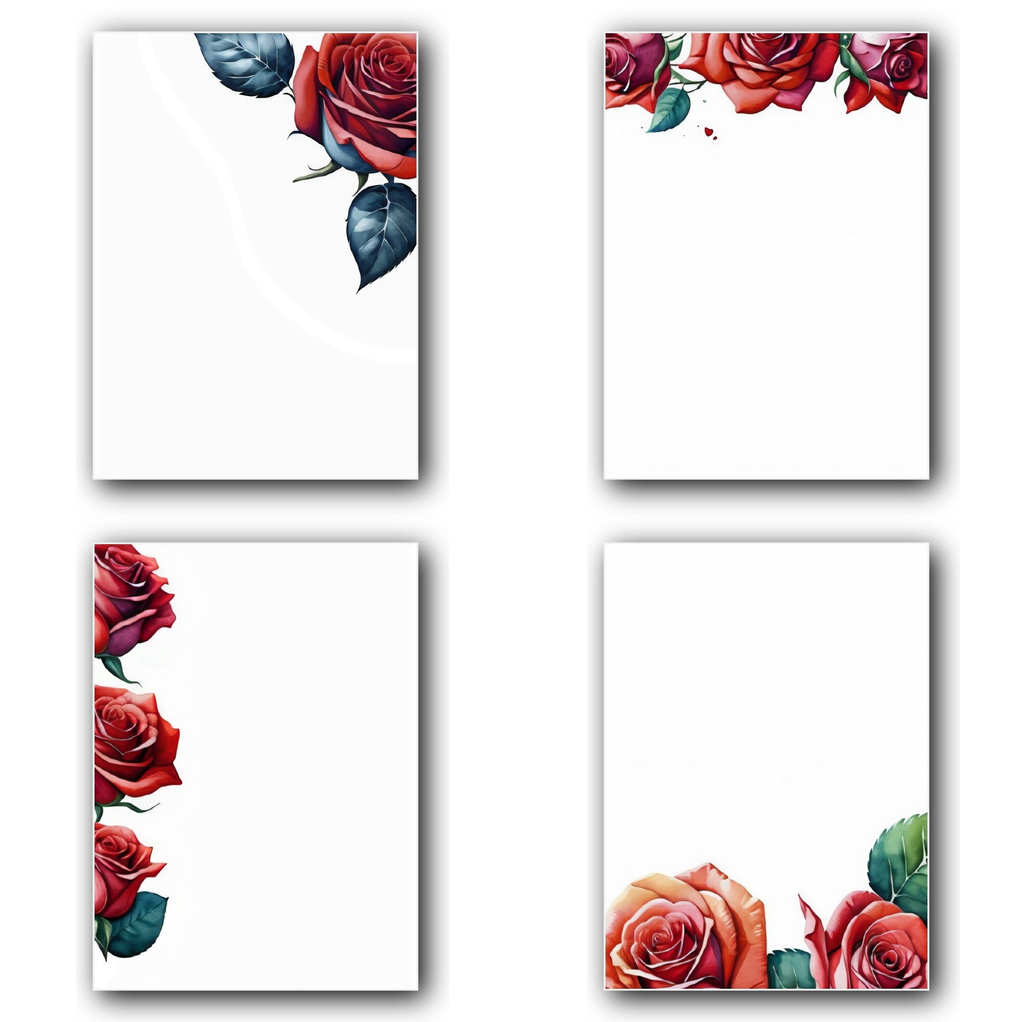 5x7" Dusty Red Rose Overlays Set | 20 Pngs | Transparent Background ...