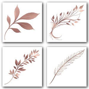 DIY 5x7" Light Pink Rose & Pink Gold Leaf Overlays Set | 32 Pngs ...