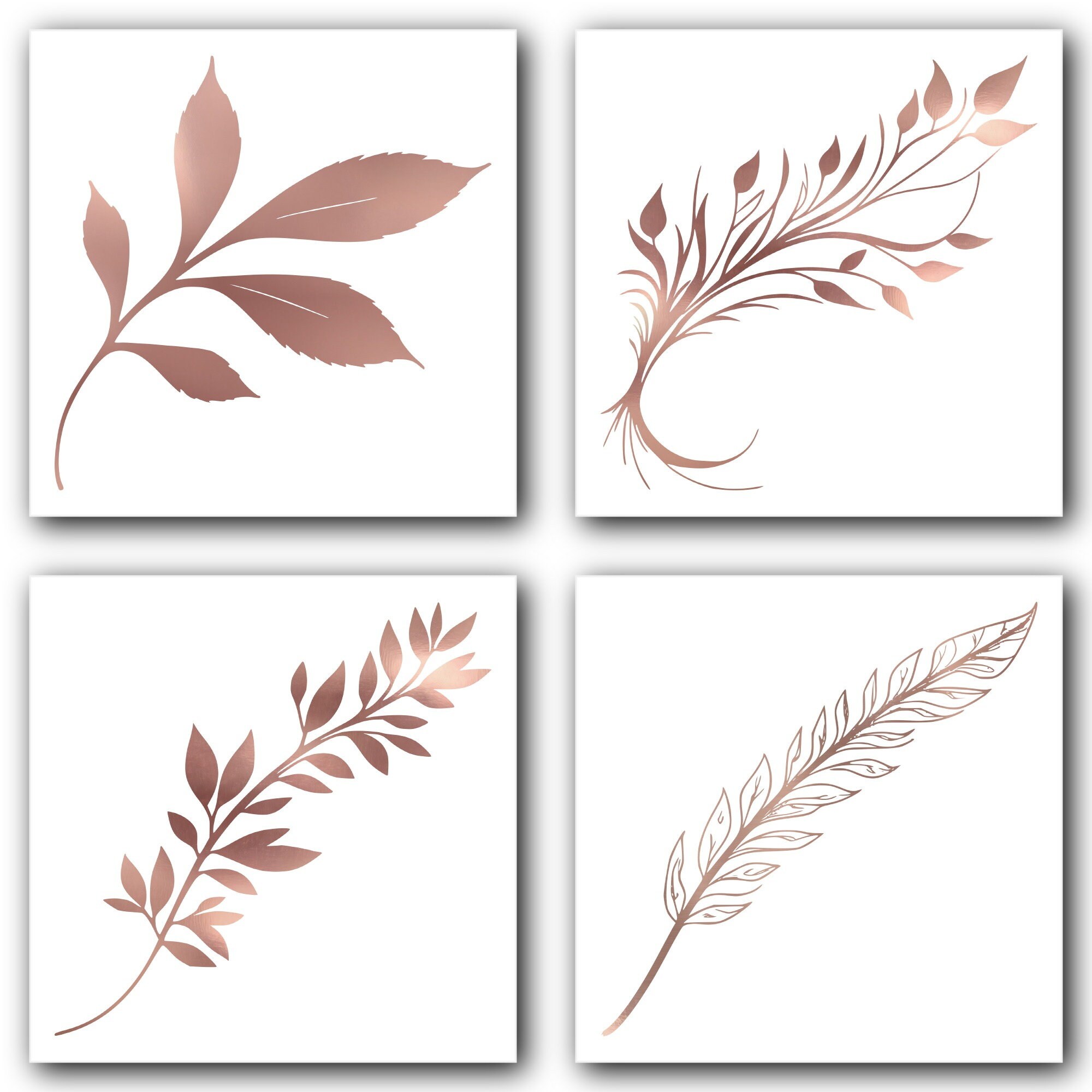 DIY 5x7" Light Pink Rose & Pink Gold Leaf Overlays Set | 32 Pngs ...
