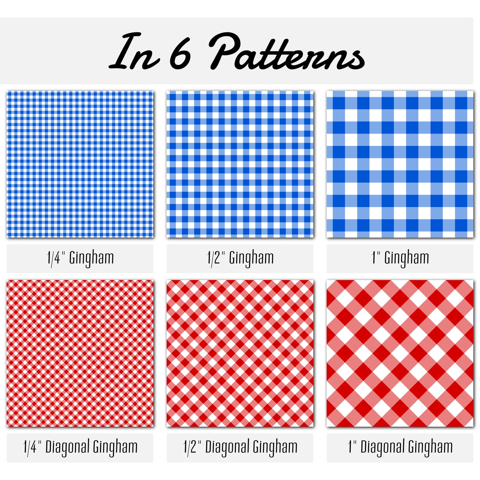 12x12" - Seamless Gingham Patterns - 150 Colors - 6 Variants | Straight ...