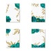 Teal Watercolor Flower & Gold Leaf Overlays: 5x7 Invitation Clipart ...