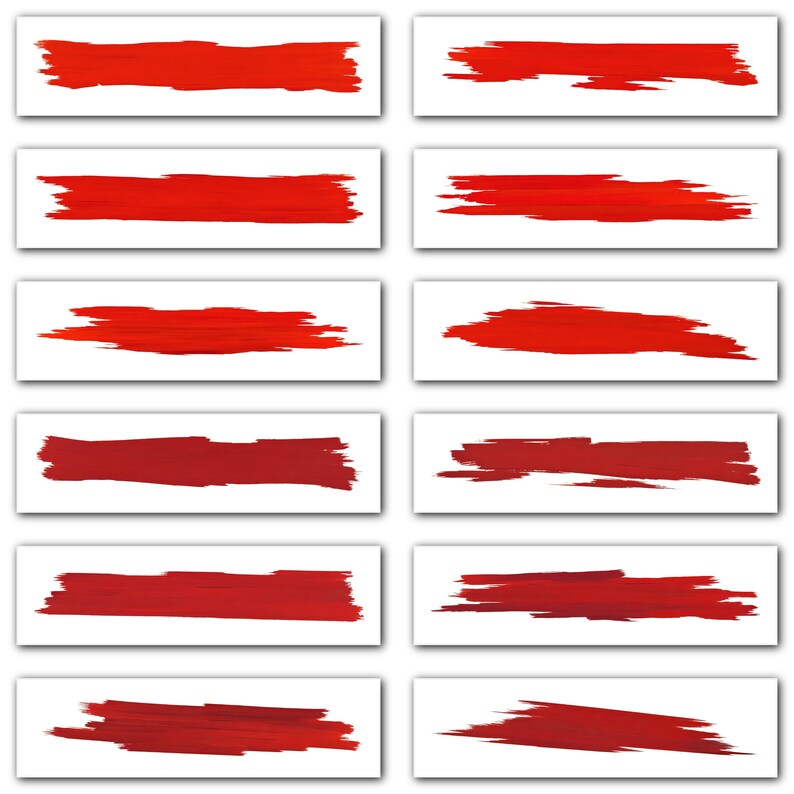 Paint Brush Strokes | Hues of Red | Set of 36 PNG Clip Art Files ...