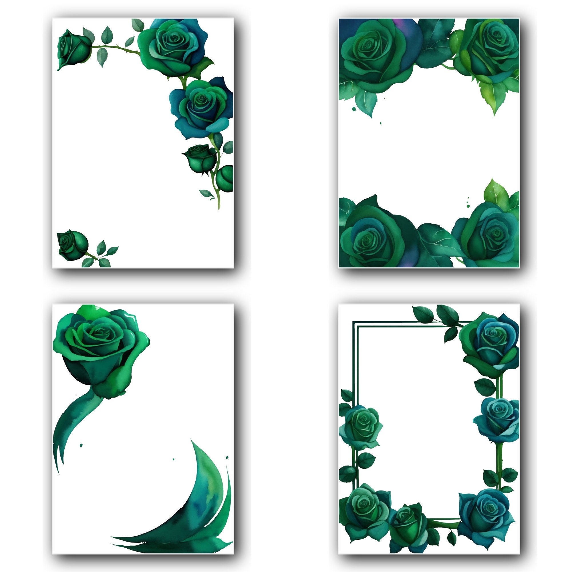 5x7" Emerald Rose Overlays Set | 20 Pngs | Transparent Background ...