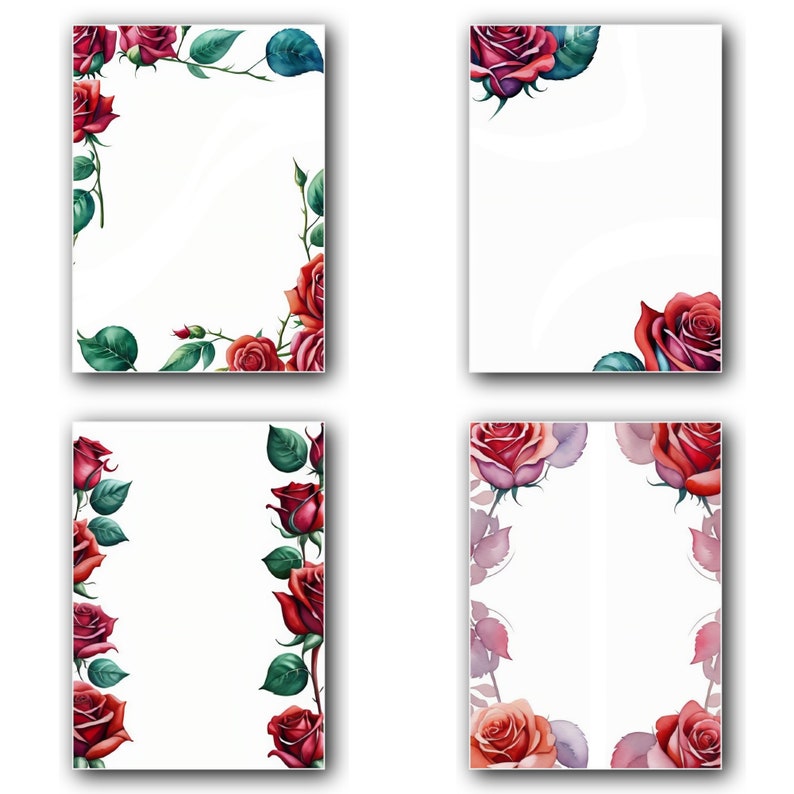 5x7" Dusty Red Rose Overlays Set | 20 Pngs | Transparent Background ...