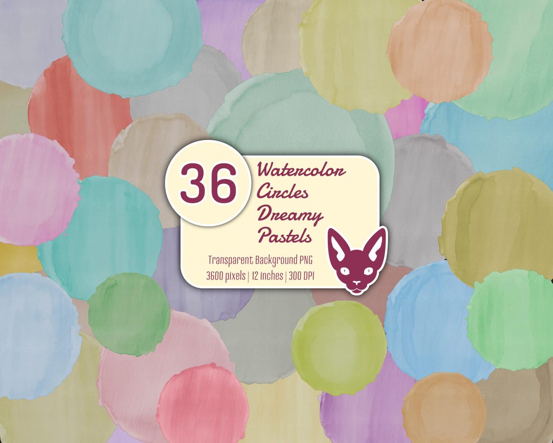 Pastel Watercolor Circles Clip Art: Peach, Mint, Beige (36 Pngs Digital ...