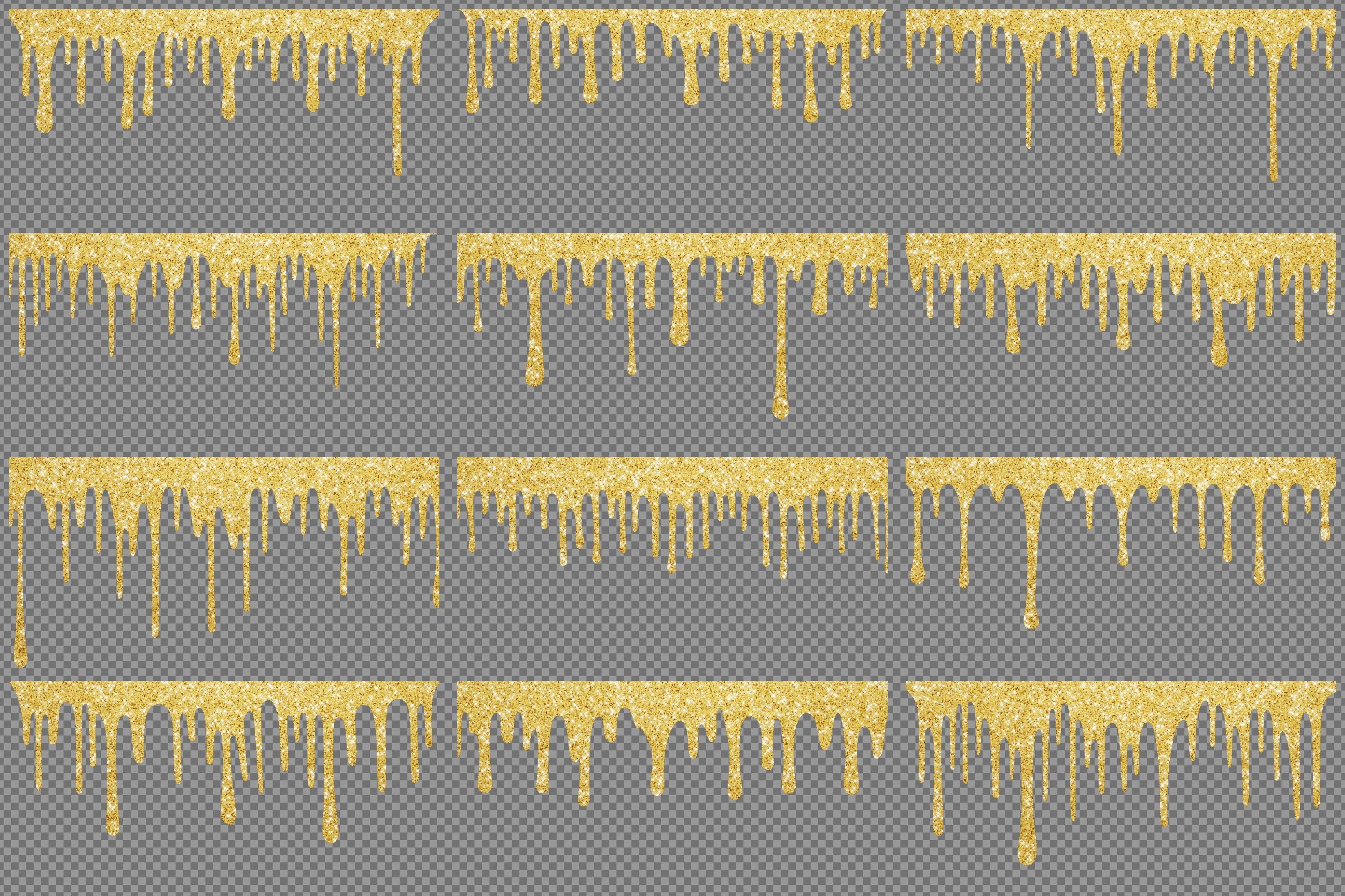 Golden Glitter Drips 72 Pngs Transparent Background Yellow Gold Pale ...