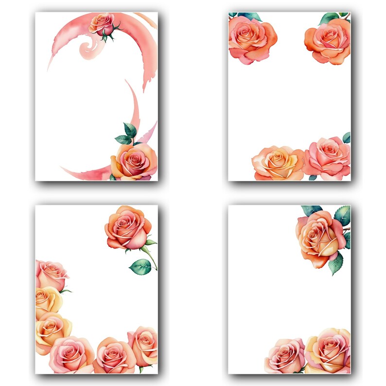 5x7" Peach Rose Overlays Set | 20 Pngs | Transparent Background ...