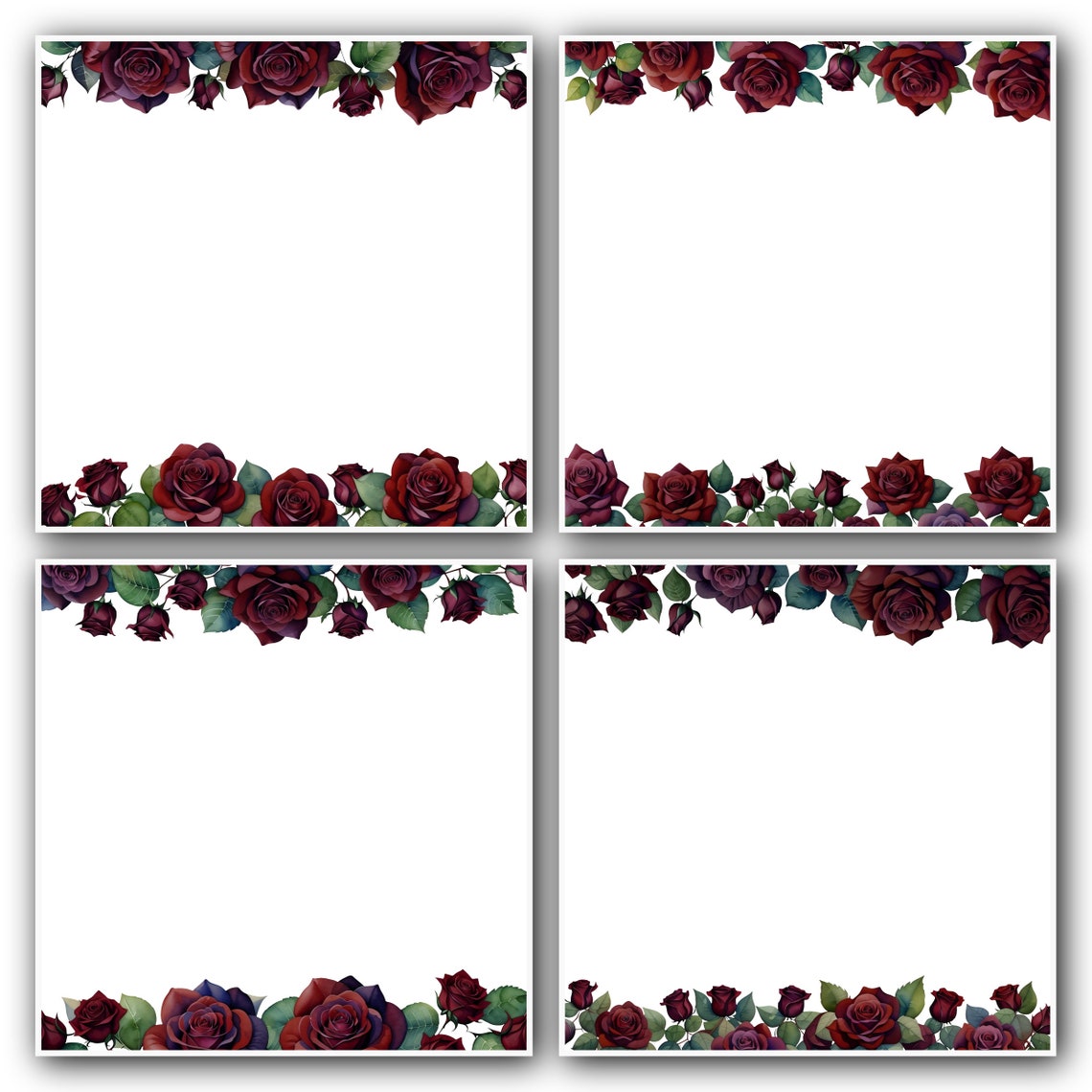 12x12" Burgundy Rose Overlays | Transparent Background | Instant ...