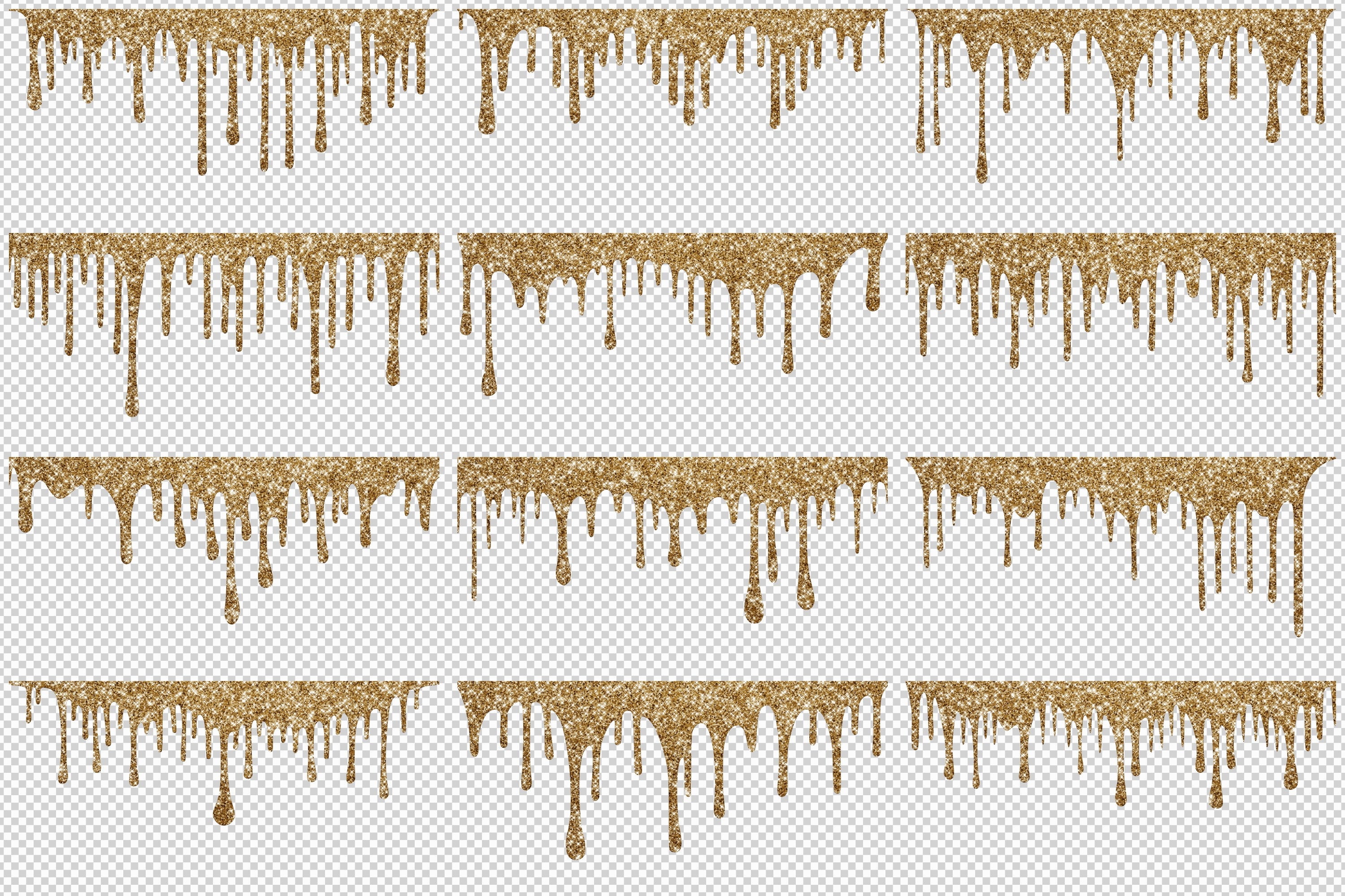 Golden Glitter Drips 72 Pngs Transparent Background Yellow Gold Pale ...