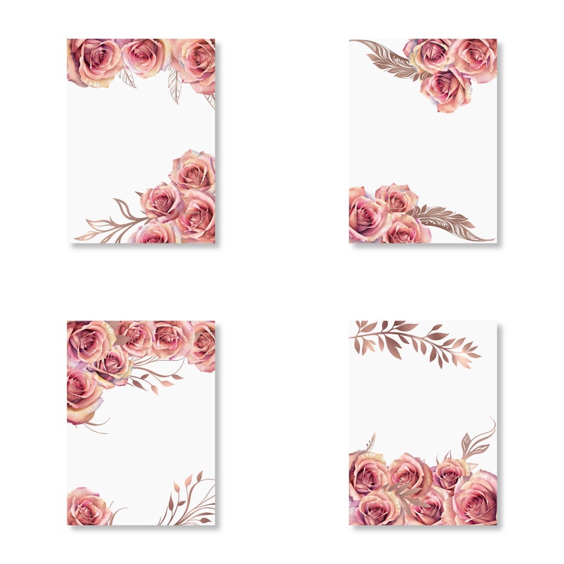 DIY 5x7" Light Pink Rose & Pink Gold Leaf Overlays Set | 32 Pngs ...