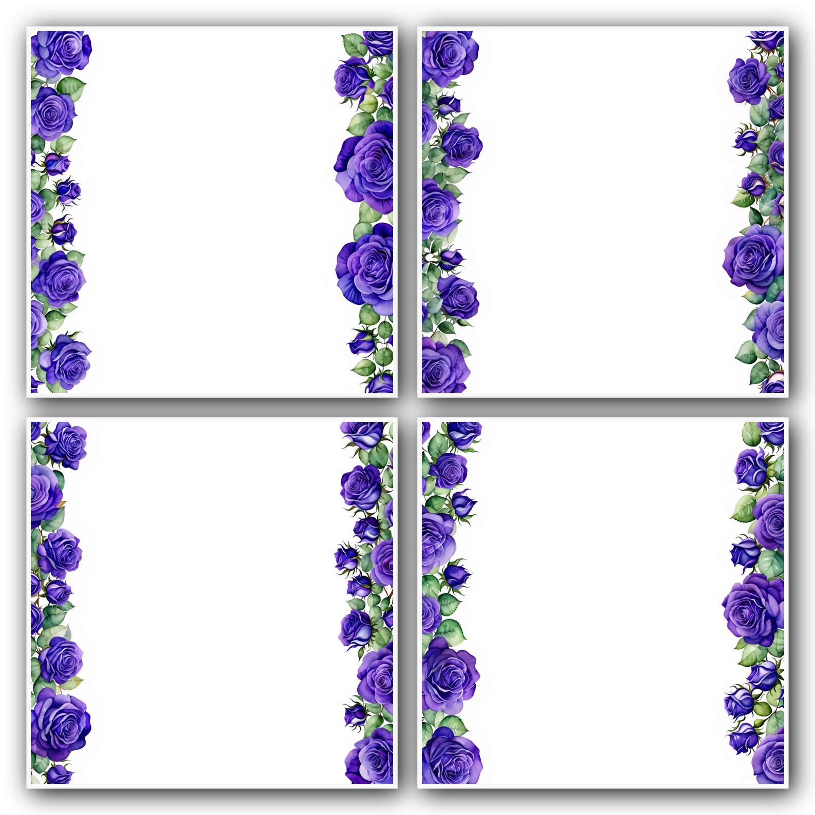 Watercolor Violet Rose Corner & Border Clipart (digital Download) - Etsy