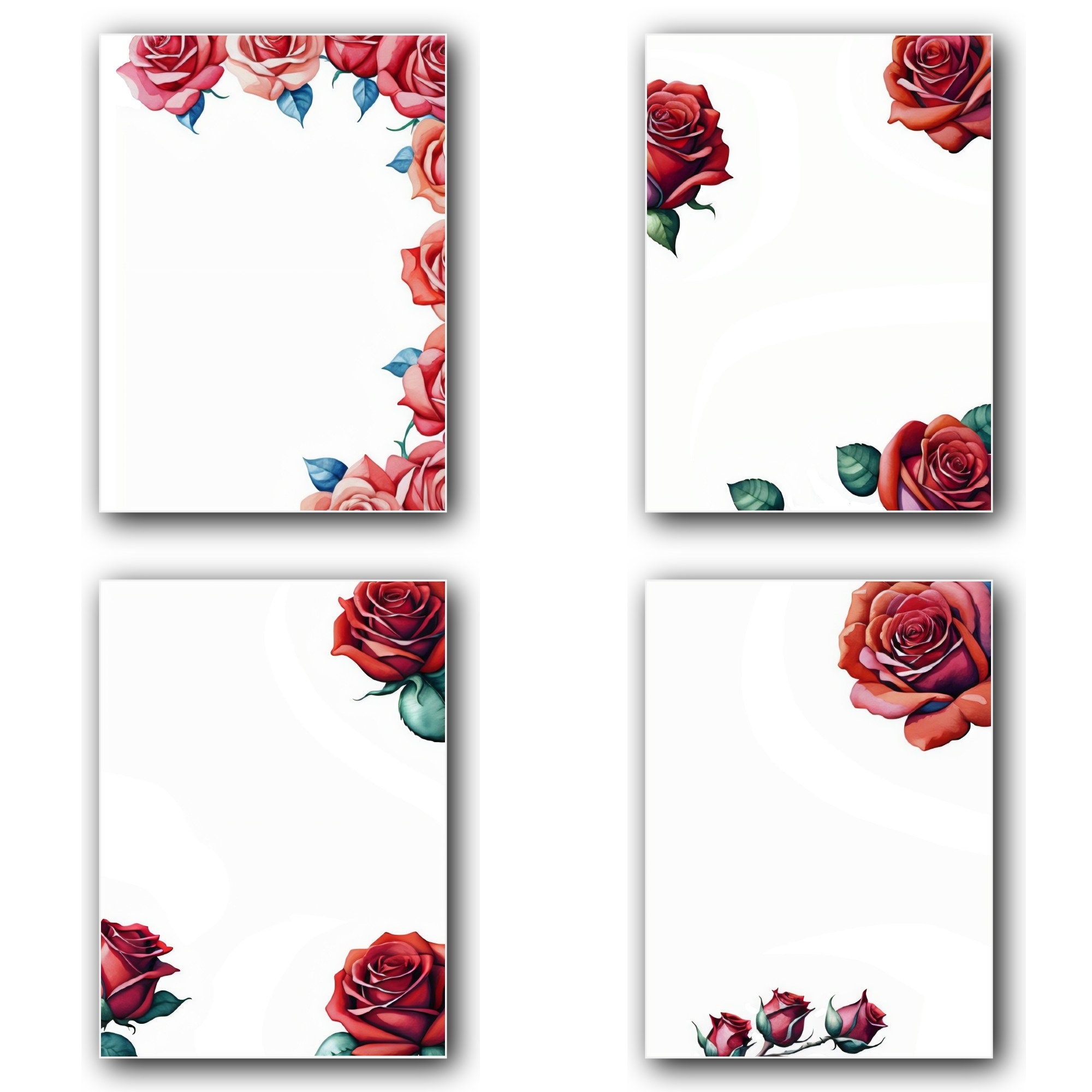 5x7" Dusty Red Rose Overlays Set | 20 Pngs | Transparent Background ...