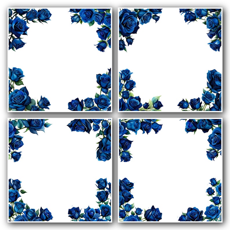 12x12" Royal Blue Rose Overlays | Transparent Background | Instant ...