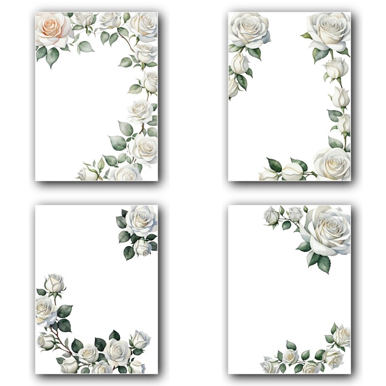 5x7 White Rose Overlays Set 20 Pngs Transparent Background Instant ...