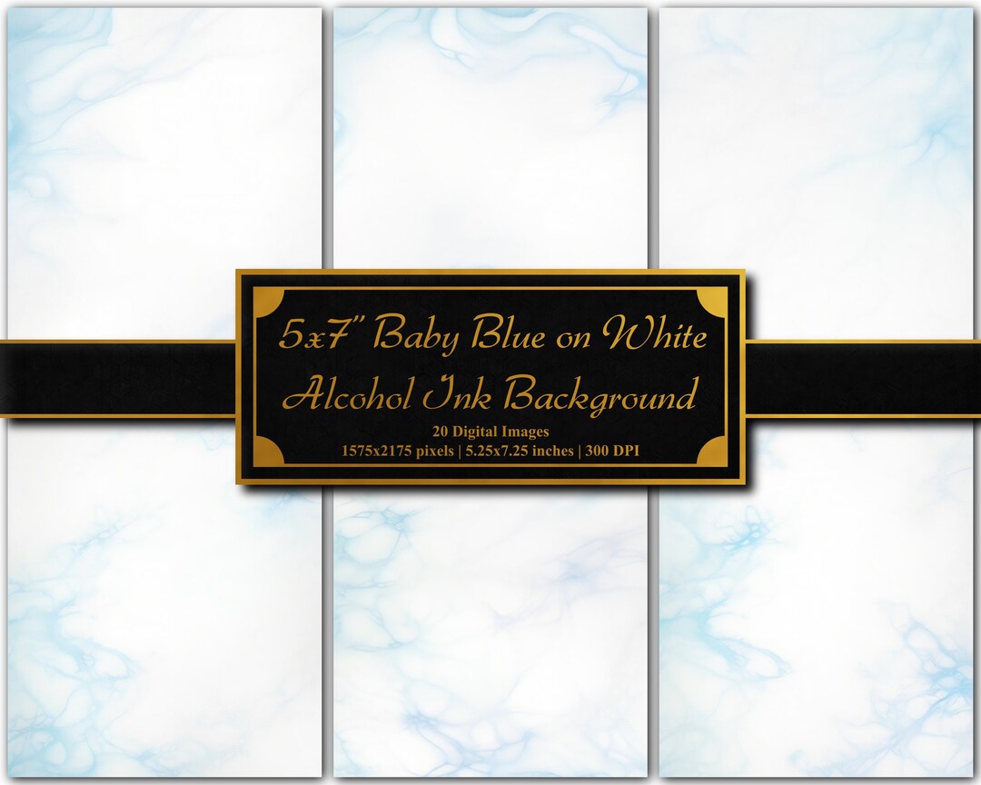 5x7 Backgrounds Alcohol Ink Baby Blue on White Digital Paper Instant ...
