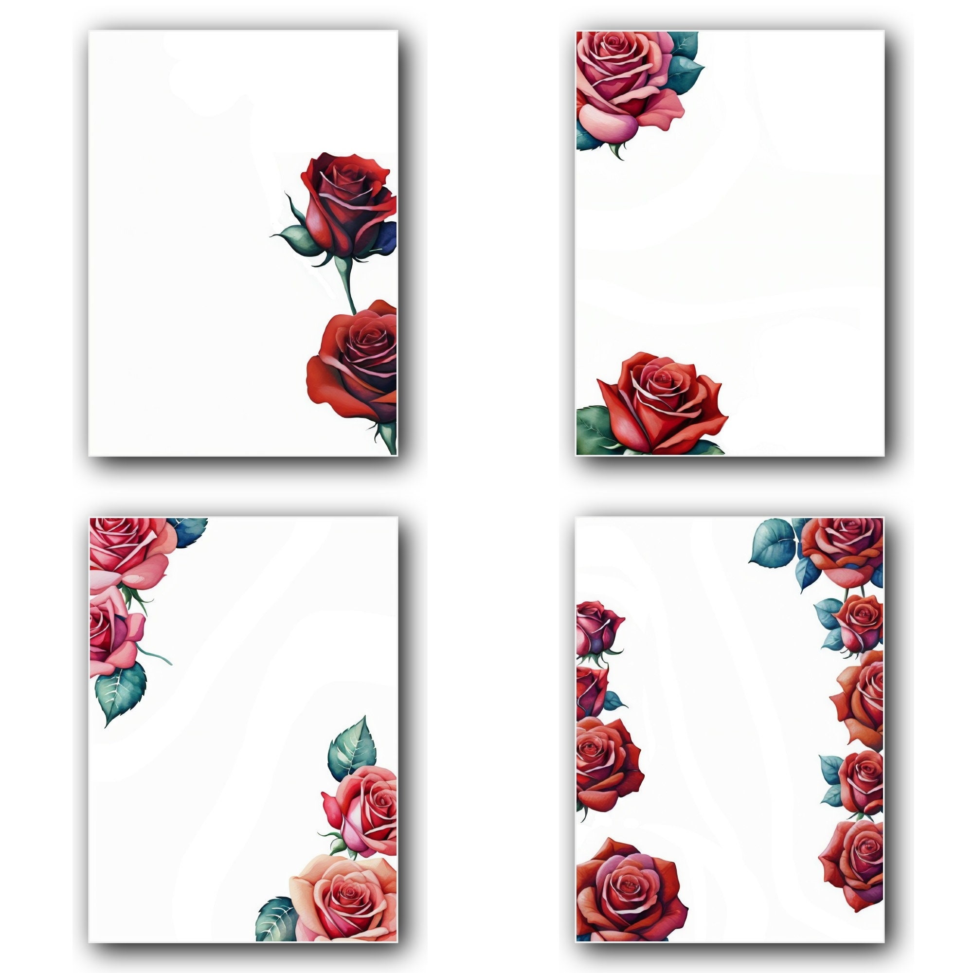 5x7" Dusty Red Rose Overlays Set | 20 Pngs | Transparent Background ...