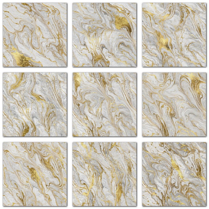 16x16" - Gold Marble Textures | Seamless | Printable Digital Papers ...