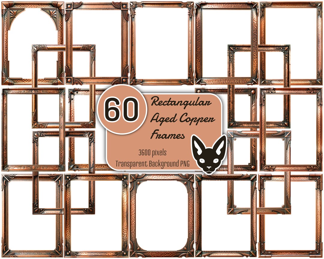 Art Deco Aged Copper Frames: Patina PNG Clipart (digital Download) - Etsy